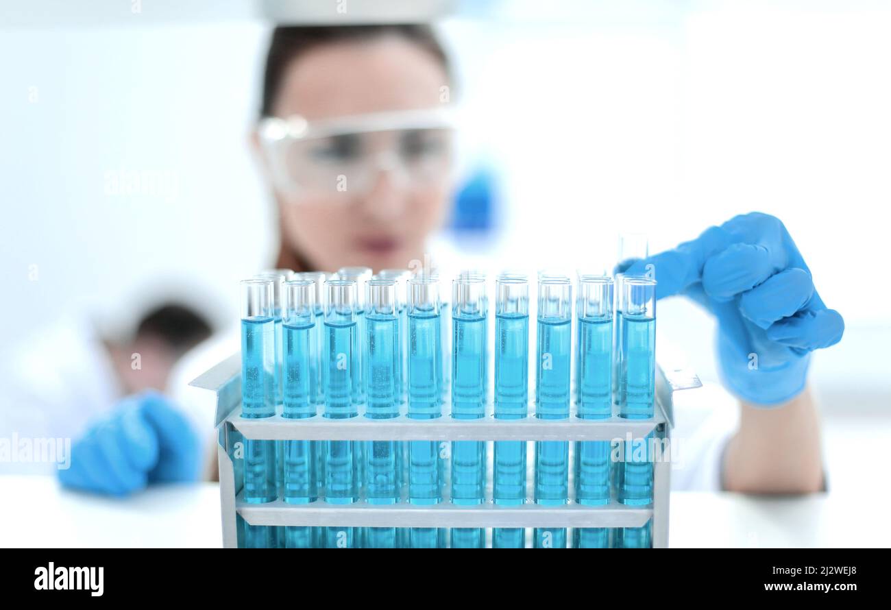 Test tube in scientist hand in laboratory Stock Photo - Alamy