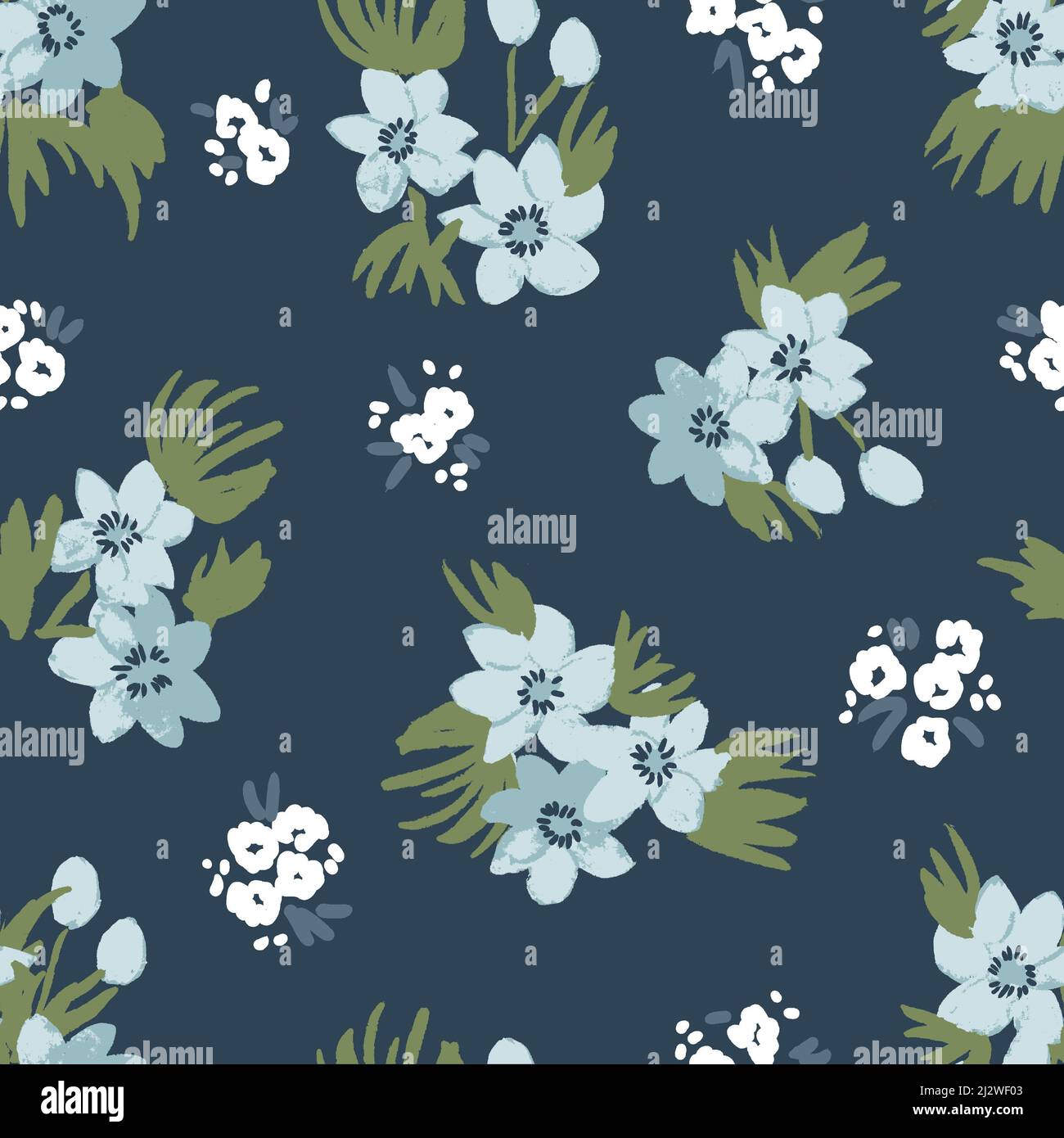 Beautiful blue ditzy floral pattern seamless Stock Photo - Alamy