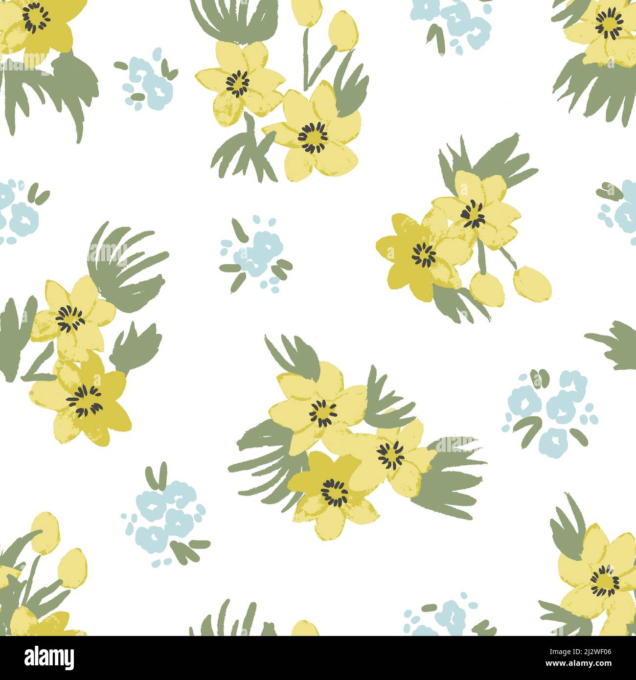 Beautiful blue ditzy floral pattern seamless Stock Photo - Alamy