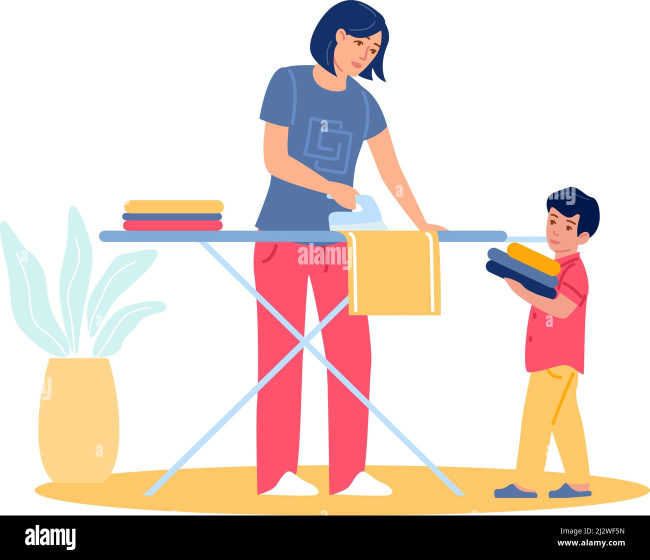 Adult mother daughter laundry Stock Vector Images - Alamy
