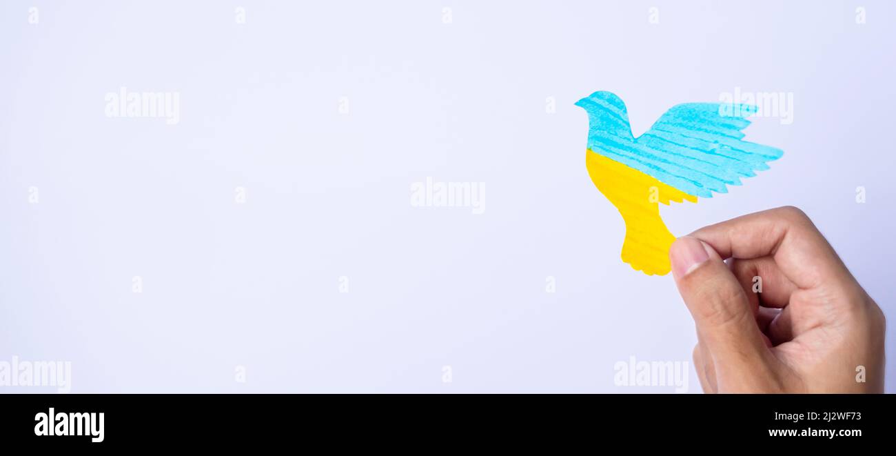 Support for Ukraine in the war with Russia, Hands holding peace dove ...