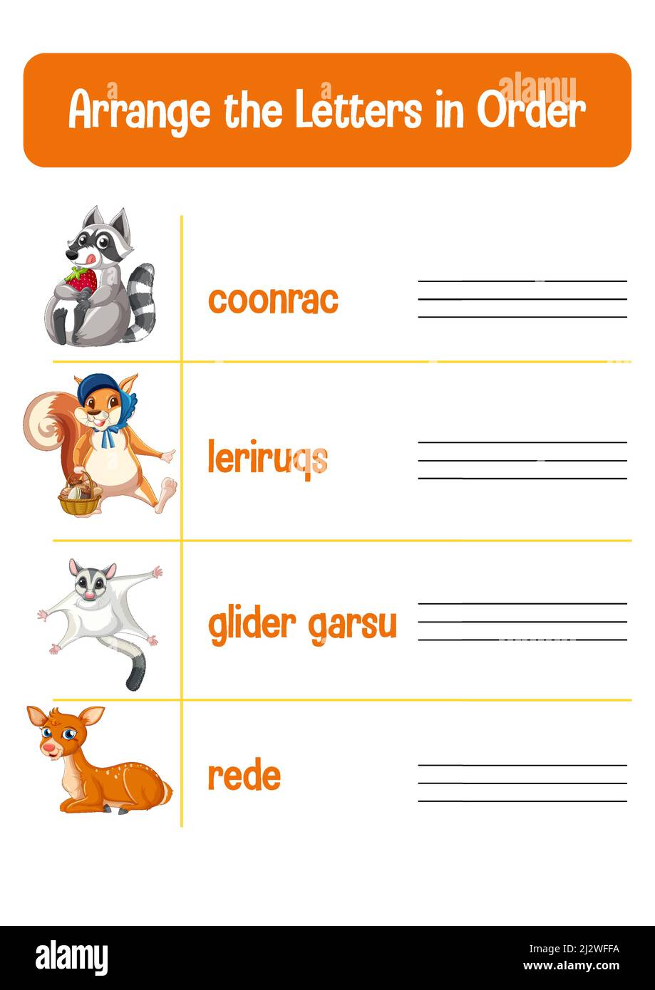 Worksheet design for arranging letters illustration Stock Vector Image ...