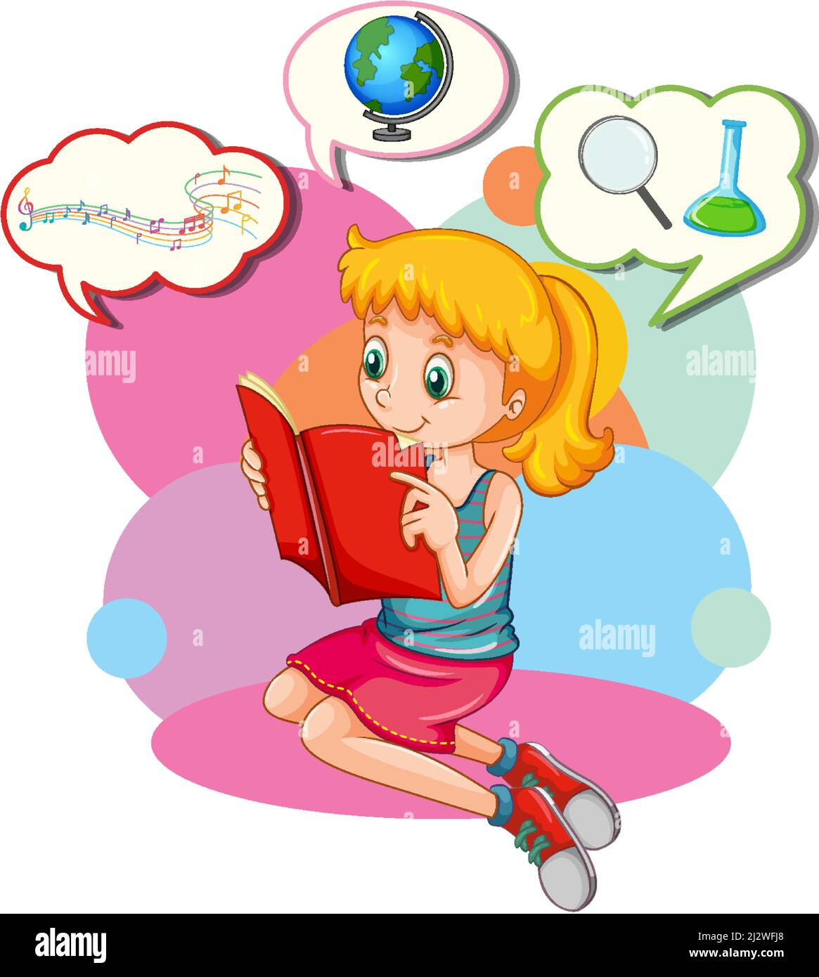 Speech bubble with girl reading book illustration Stock Vector Image ...