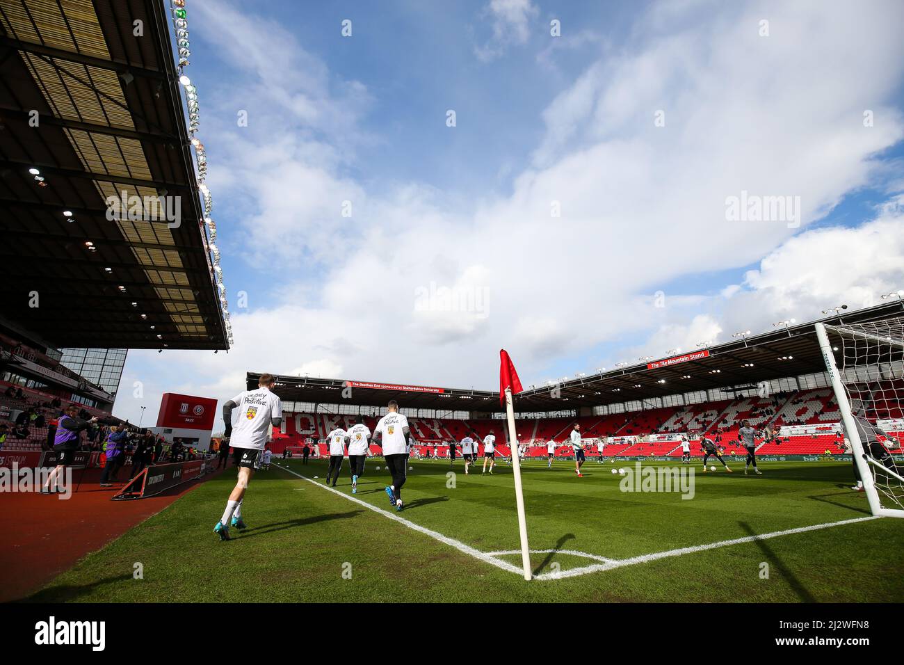 Stoke City and Sheffield United players warm up before the Sky Bet ...