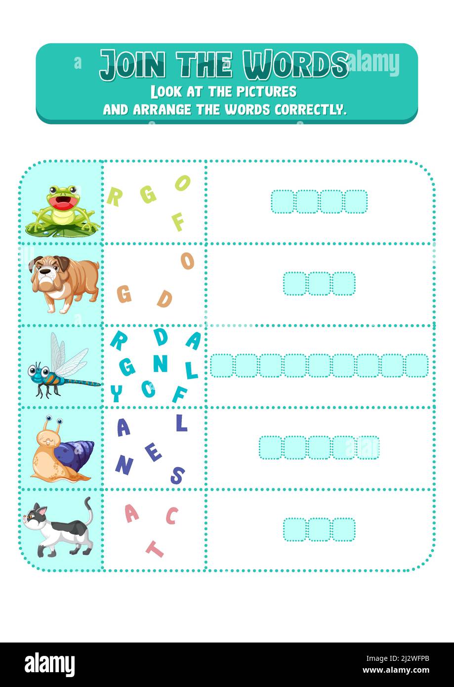 Arrange the letters in order with pictures illustration Stock Vector ...