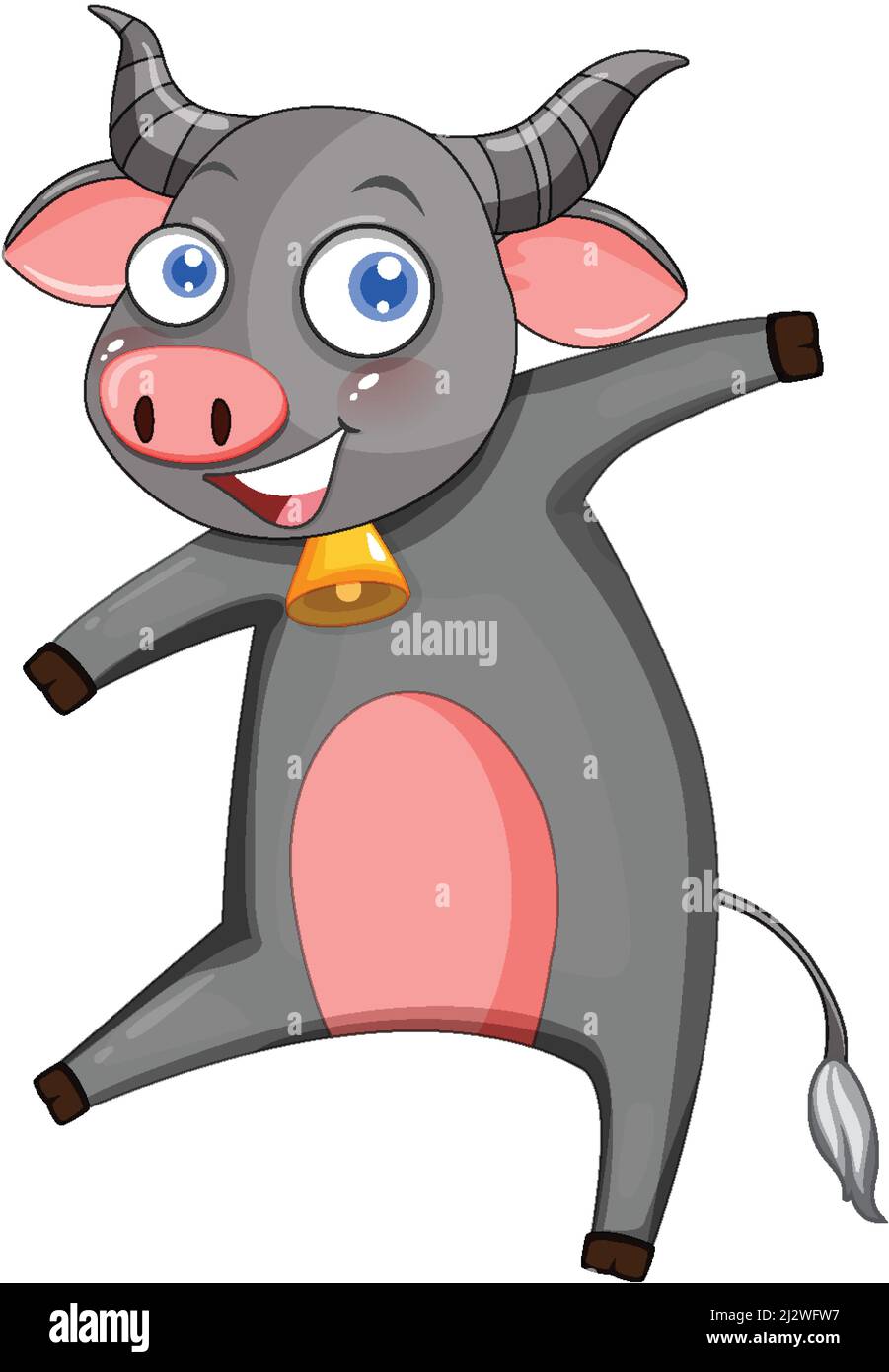 Cute buffalo cartoon character on white background illustration Stock ...
