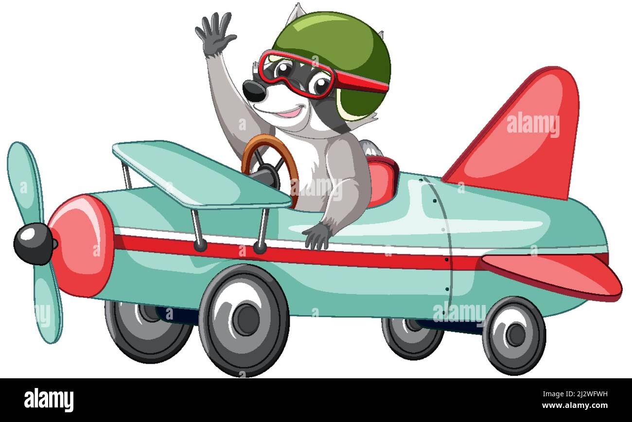 Happy raccoon riding airplane illustration Stock Vector Image & Art - Alamy