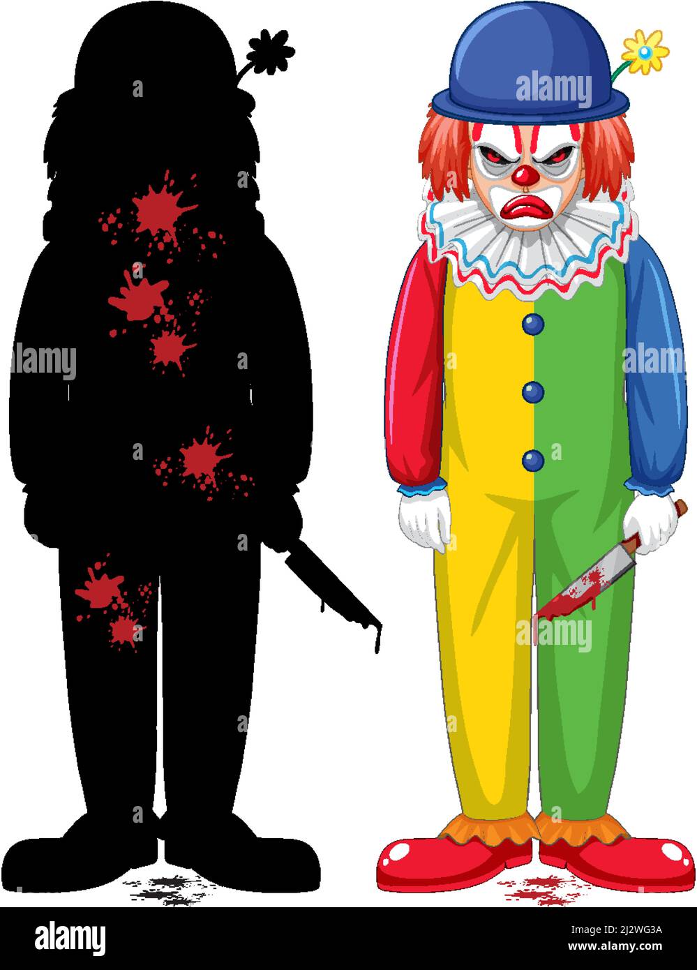 Set of scary clown on white background illustration Stock Vector Image ...