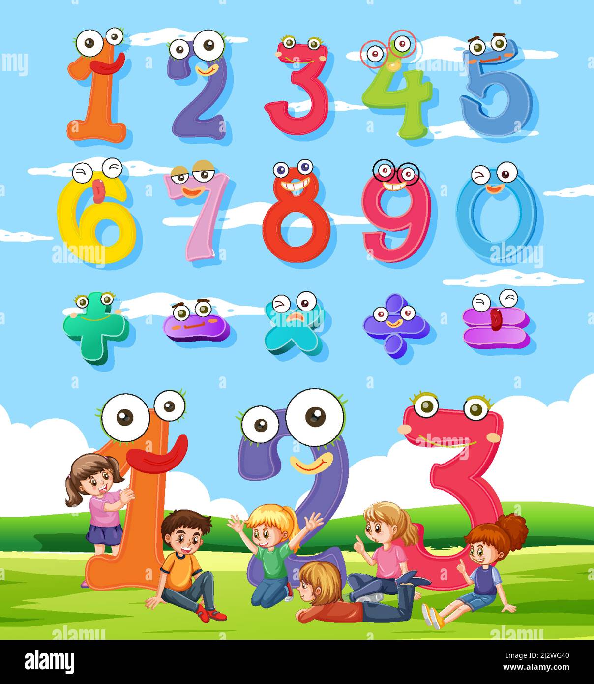 Number 0 to 9 with math symbols illustration Stock Vector Image & Art ...