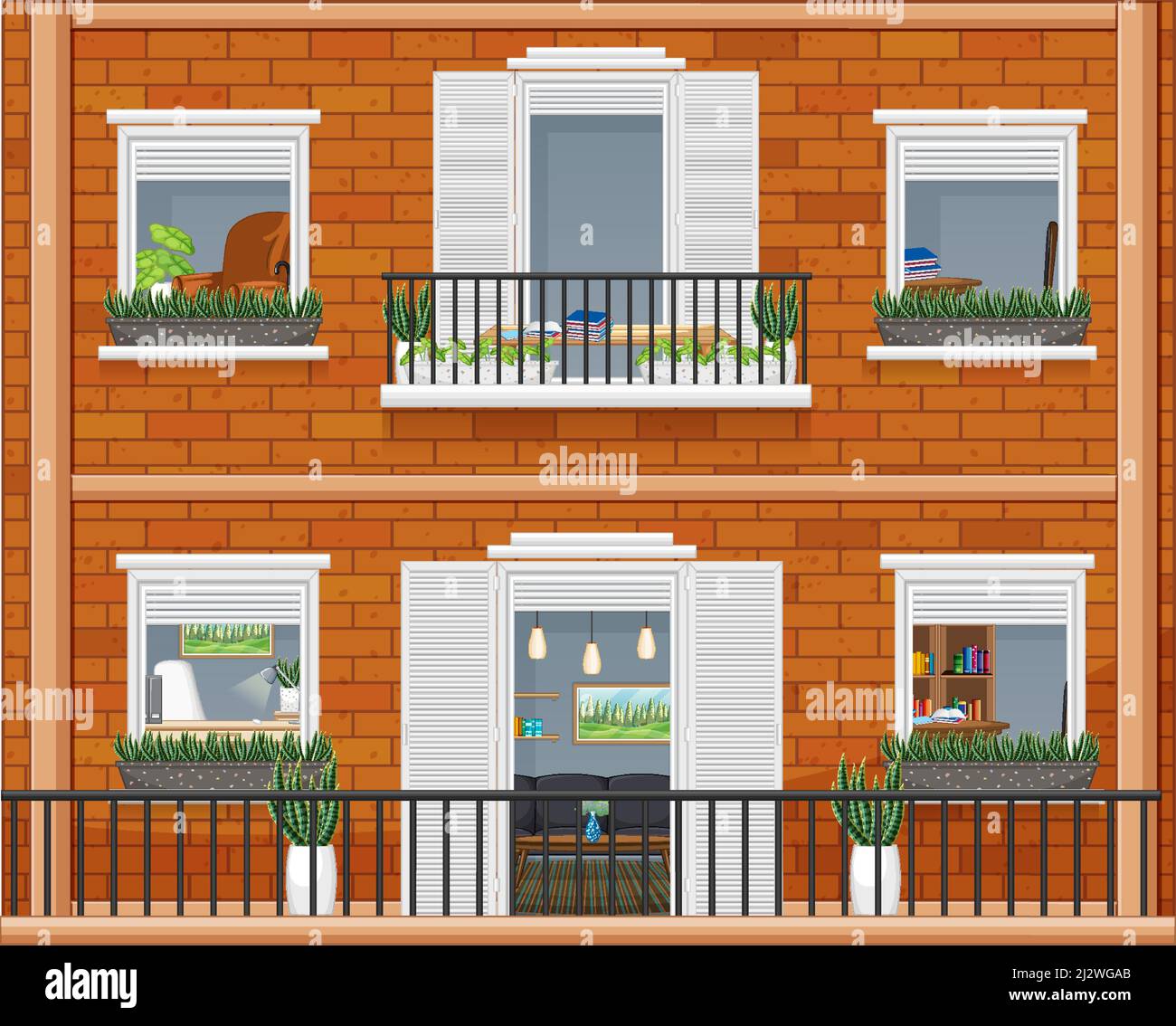 Apartment building with windows illustration Stock Vector Image & Art ...