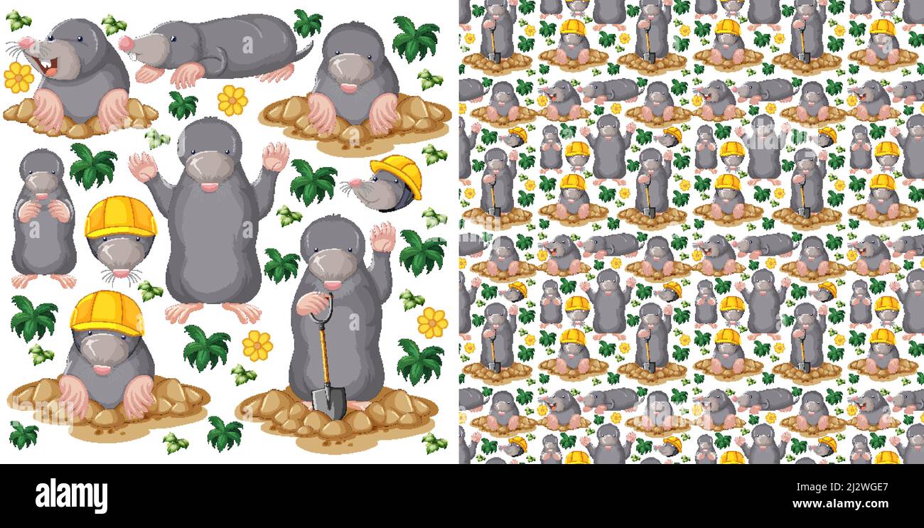 Seamless pattern with cartoon wild animals illustration Stock Vector ...