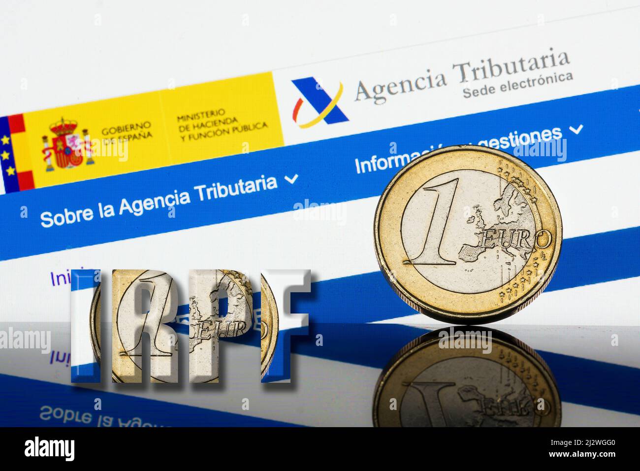 Income Tax Campaign Spain. Euro Coin IRPF web Background. Declaracion ...