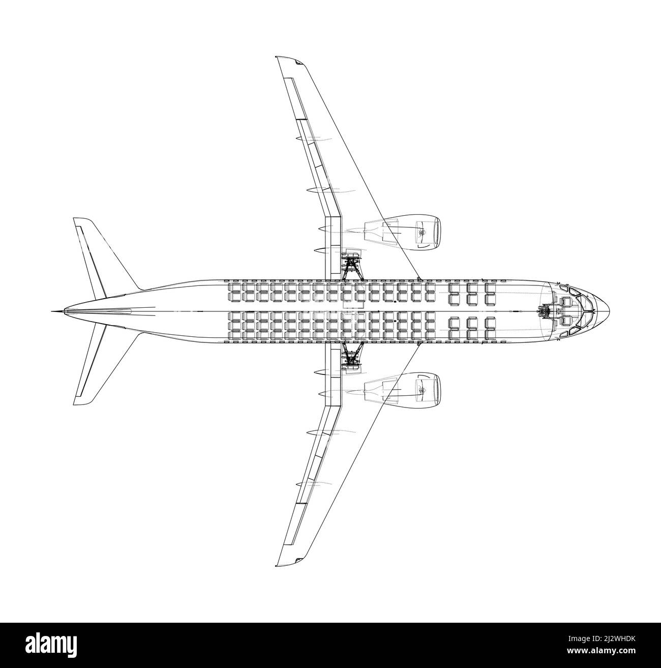 Airplane in wire-frame style. Vector Stock Vector Image & Art - Alamy