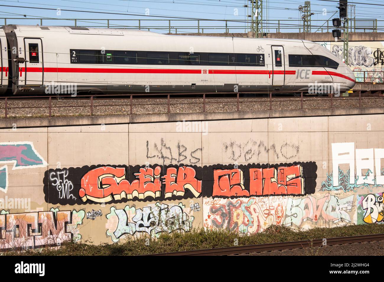 high-speed train ICE 3 in the town district Deutz, Cologne, Germany ...