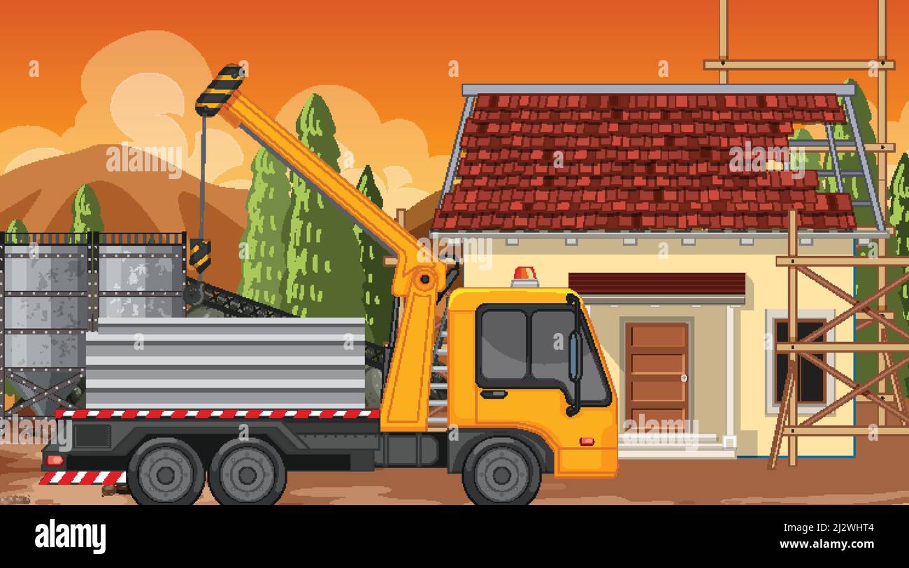 House construction site scene illustration Stock Vector Image & Art - Alamy