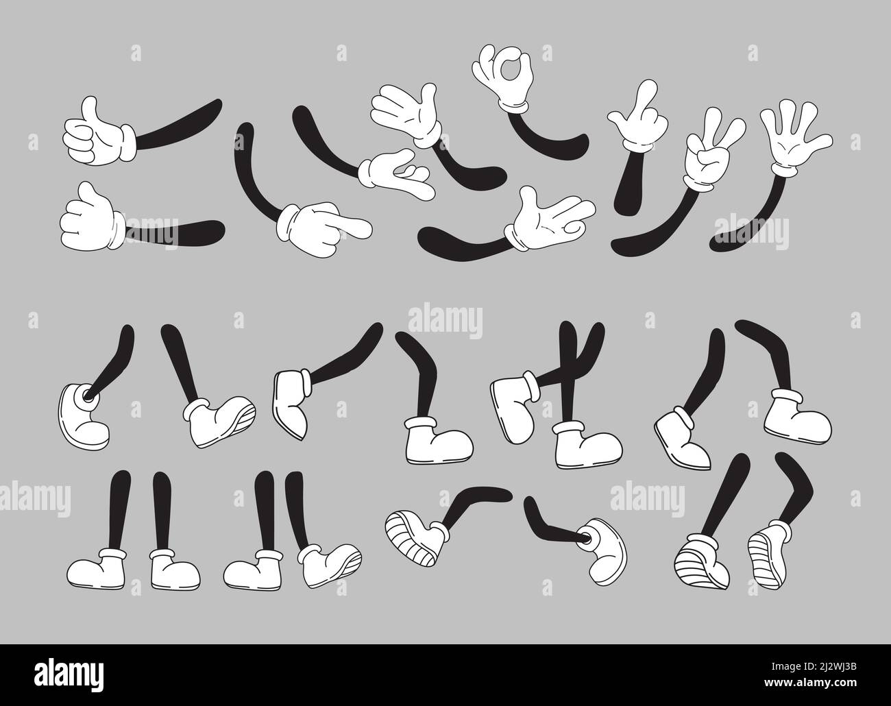 Hand feet mascot animation. Different movement legs and hands comic ...