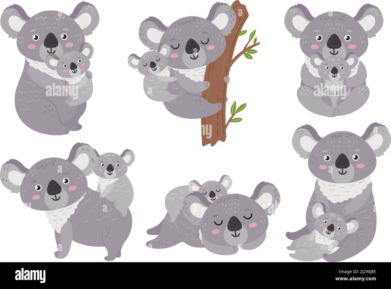 Koala and baby. Animal mother hugs babies clipart. Cartoon koalas mom ...