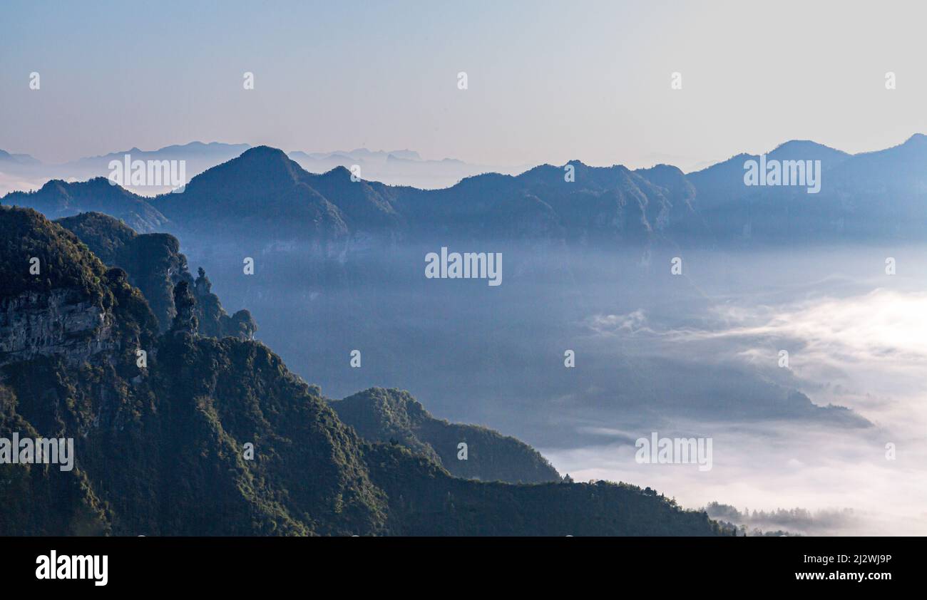 CHONGQING, CHINA - APRIL 3, 2022 - Photo show a rural morning covered ...