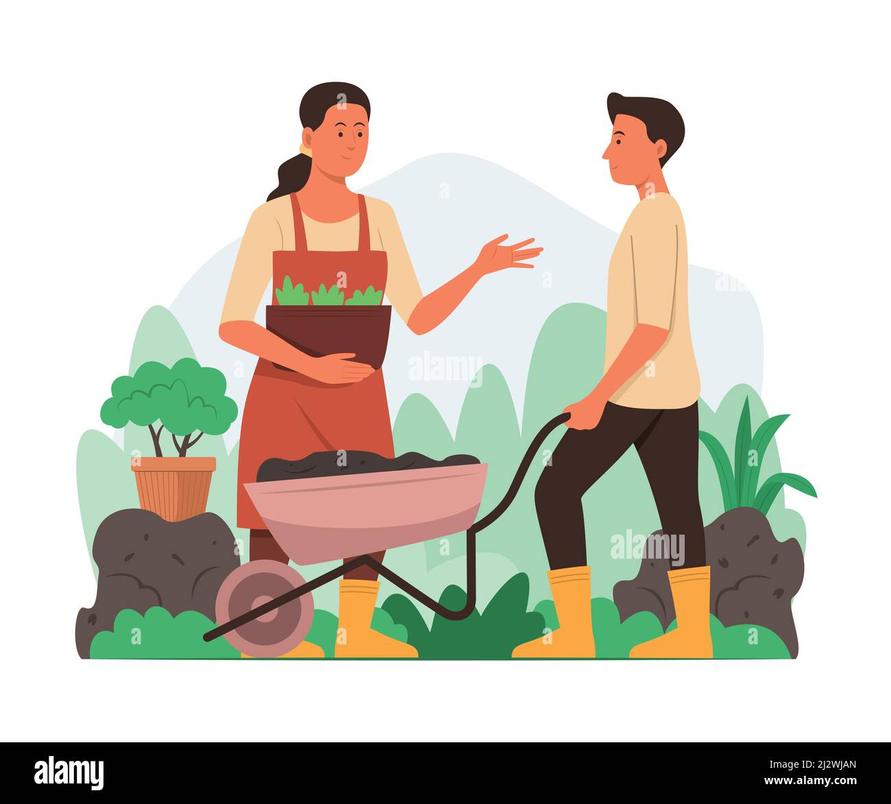 Tree sapling hand planting Stock Vector Images - Alamy