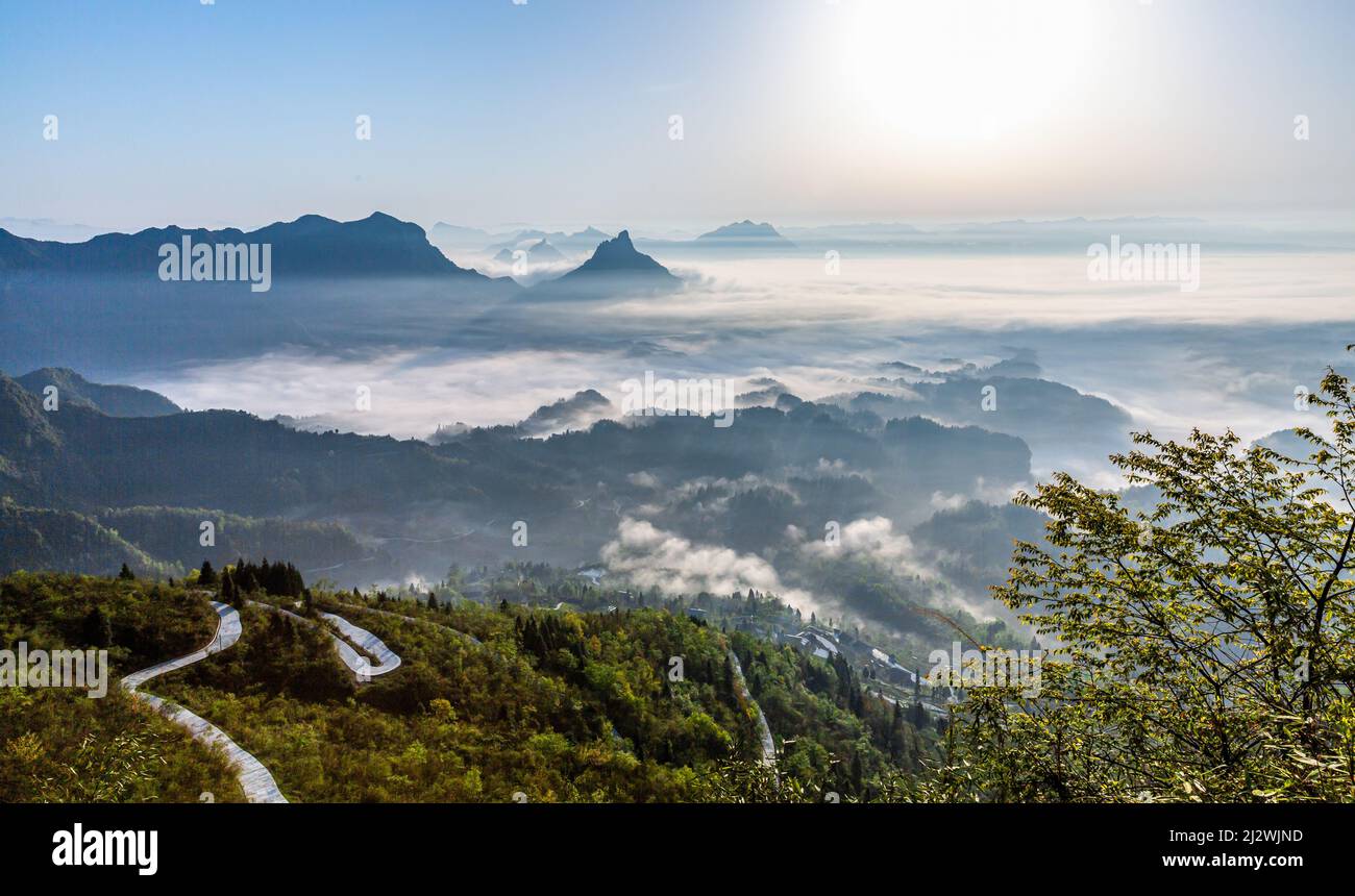 CHONGQING, CHINA - APRIL 3, 2022 - Photo show a rural morning covered ...