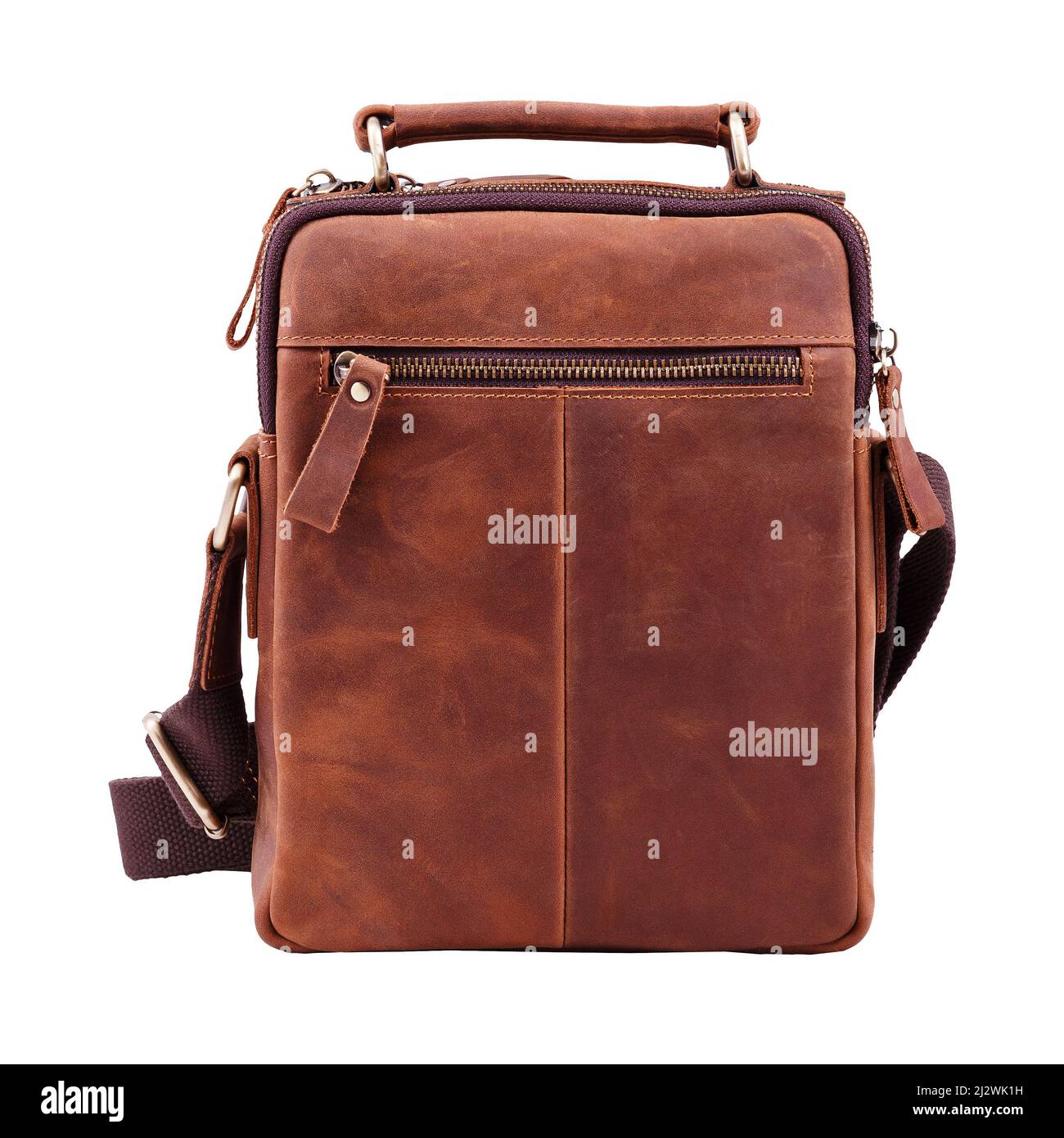 Brown leather wallet back view isolated on white background Stock Photo ...