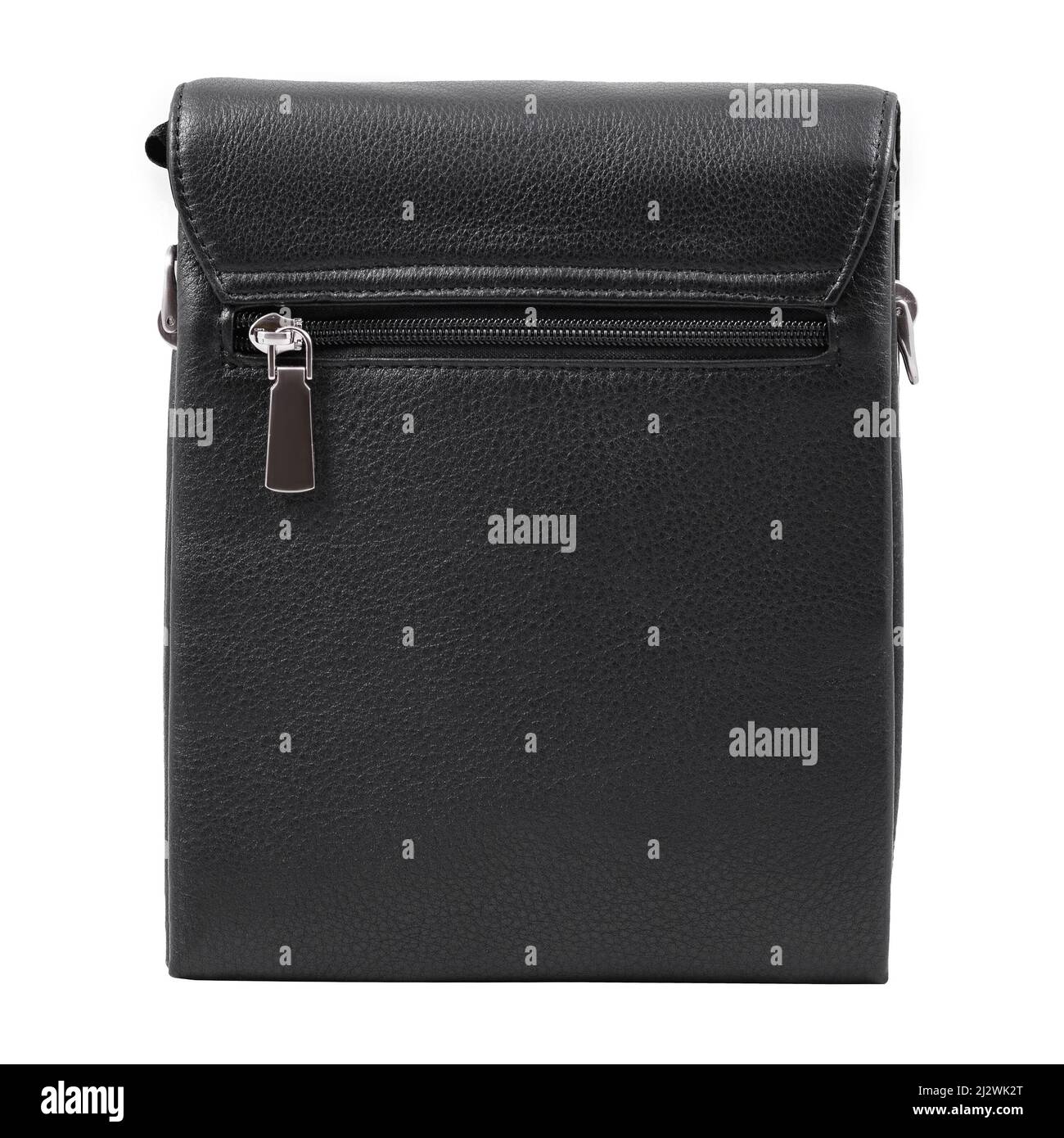 Black leather wallet back view isolated on white background Stock Photo ...