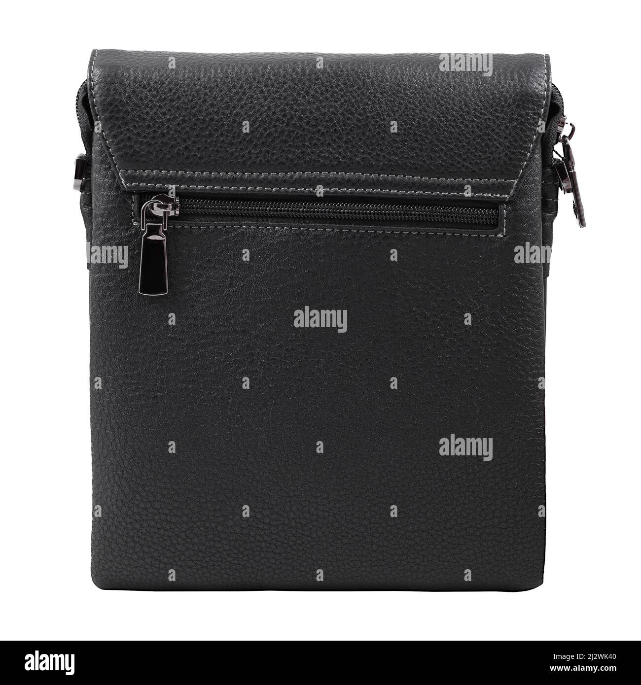 Black leather wallet back view isolated on white background Stock Photo ...