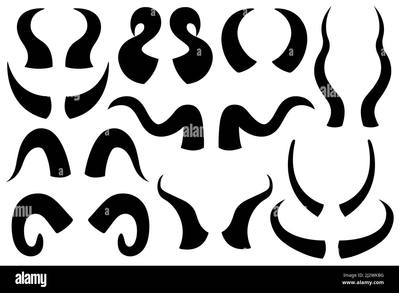 Collection of different animal horns isolated on white Stock Photo - Alamy