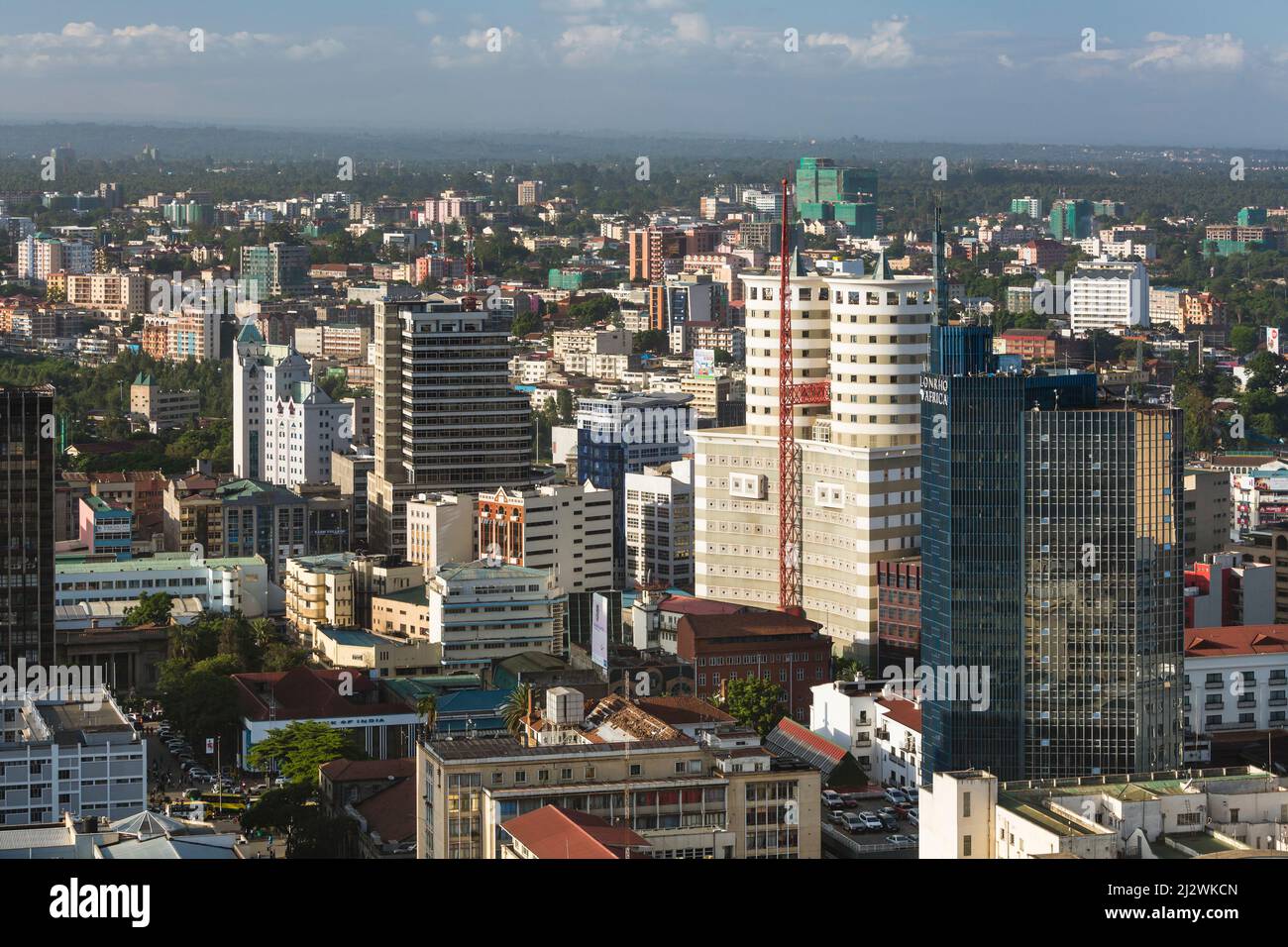 Nairobi, Kenya - December 23: Modern highrises and streets in the ...