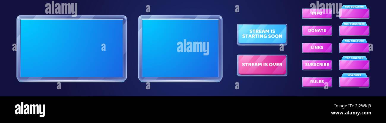 Live stream background, online multimedia player windows and buttons ...