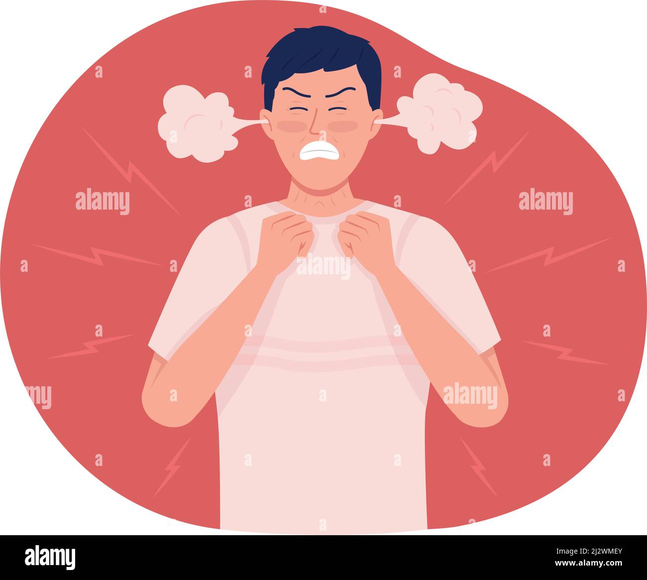 Man in fury 2D vector isolated illustration Stock Vector Image & Art ...