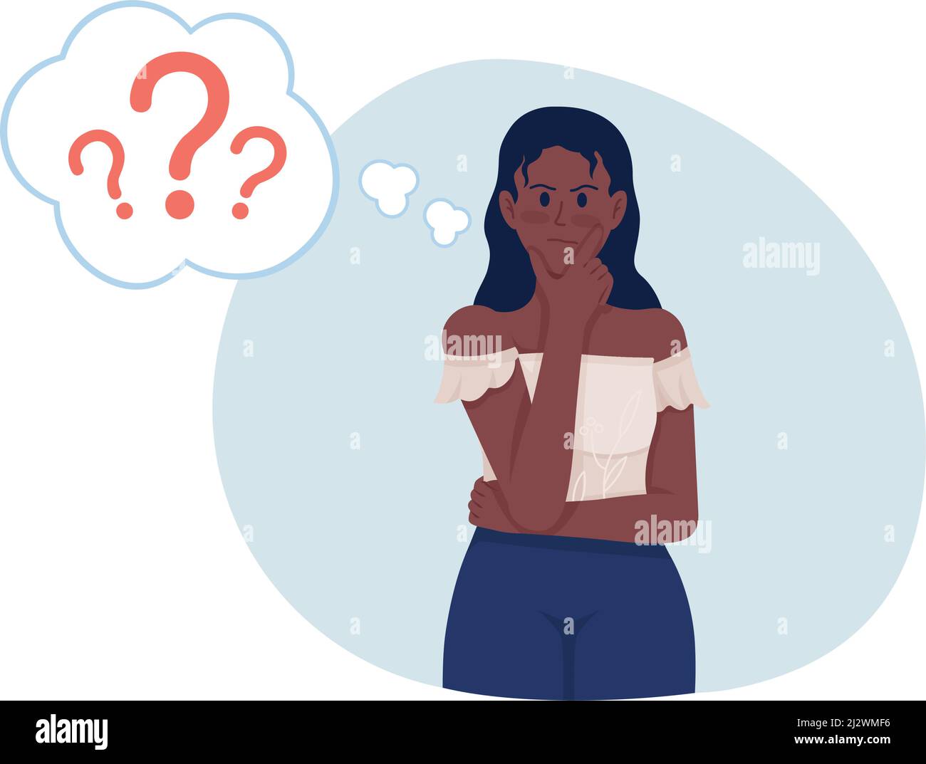 Perplexed lady 2D vector isolated illustration Stock Vector Image & Art ...