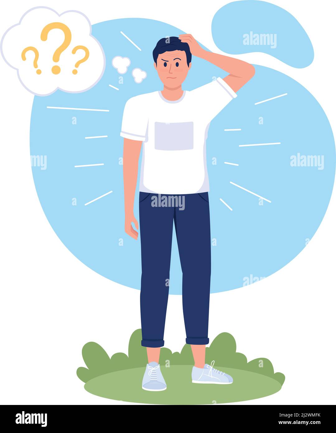 Feeling confused 2D vector isolated illustration Stock Vector Image ...