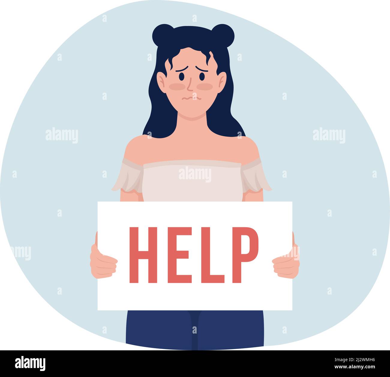 Anxious girl 2D vector isolated illustration Stock Vector Image & Art ...