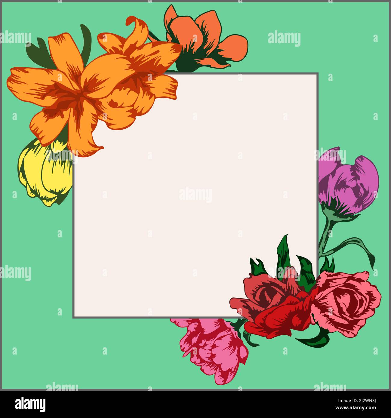 Herbaceous flower border Stock Vector Images - Alamy