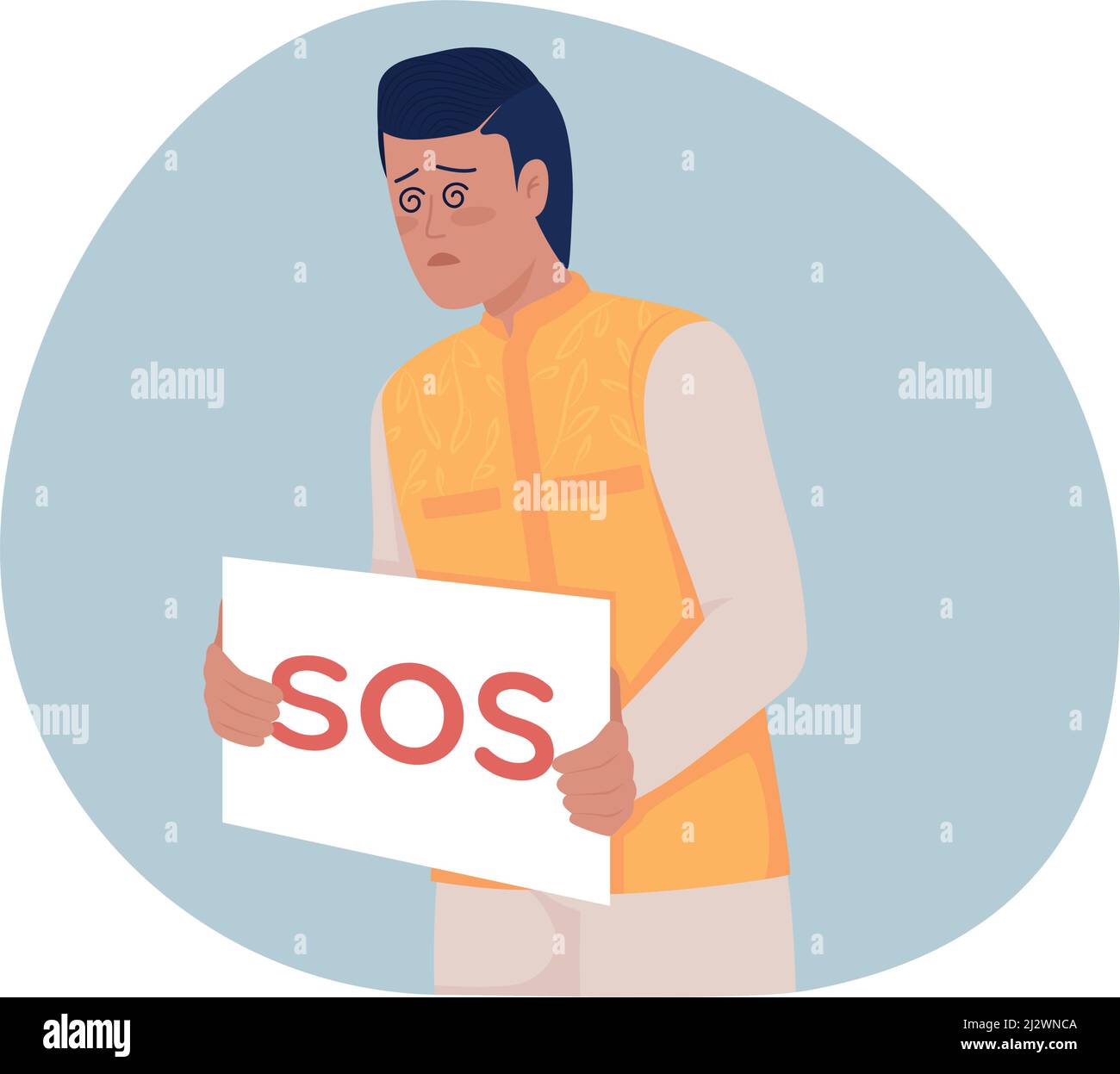 Exhausted man 2D vector isolated illustration Stock Vector Image & Art ...