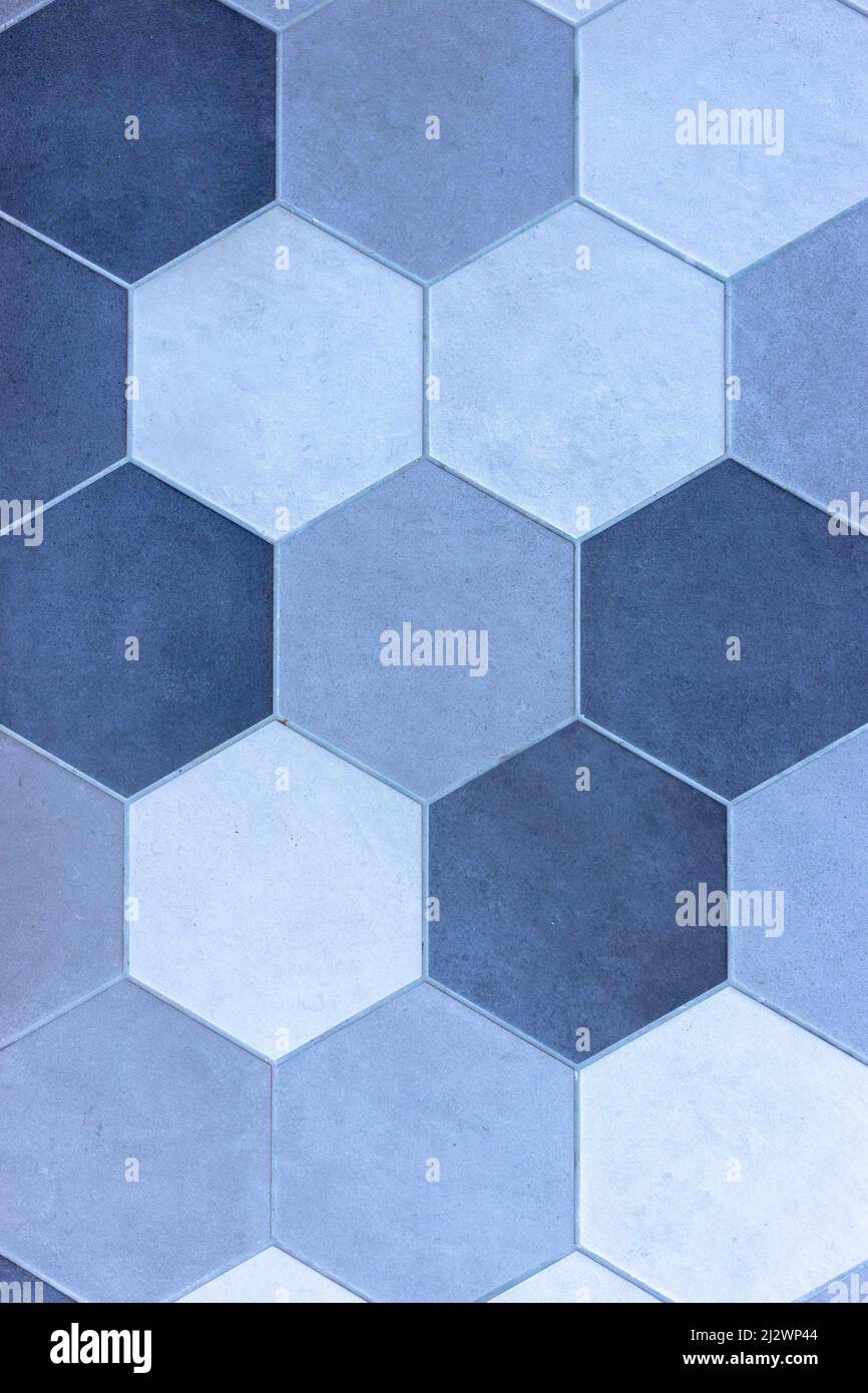 Gray and black tiles on the floor. Hexagon patterns Stock Photo - Alamy