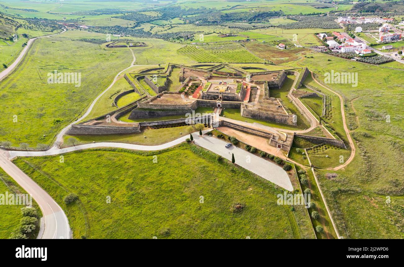 Elvas, Portugal - 26 March, 2022: aerial view of the Santa Luzia ...