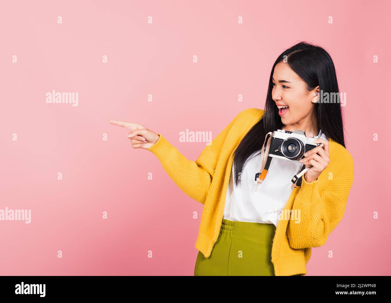 Attractive energetic happy Asian portrait beautiful cute young woman ...