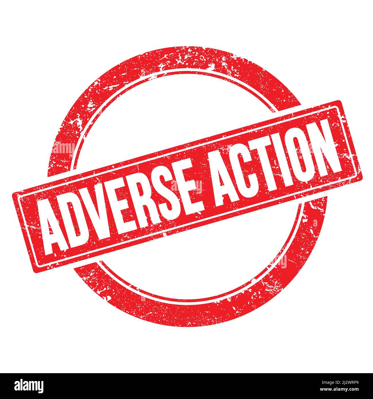 ADVERSE ACTION text on red grungy round vintage stamp Stock Photo - Alamy