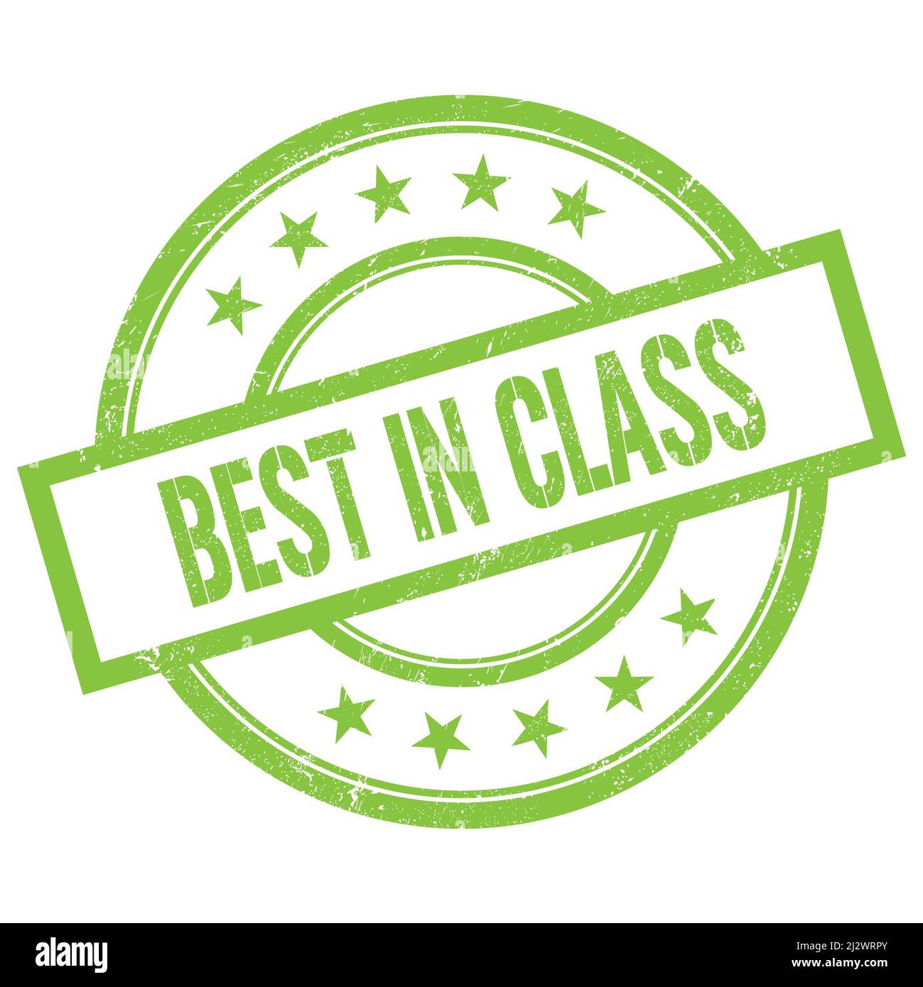 BEST IN CLASS text written on green round vintage rubber stamp Stock ...