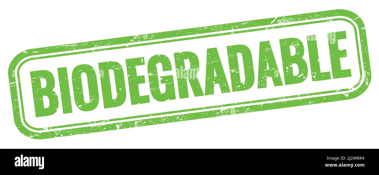 BIODEGRADABLE text on green grungy vintage rectangle stamp Stock Photo ...