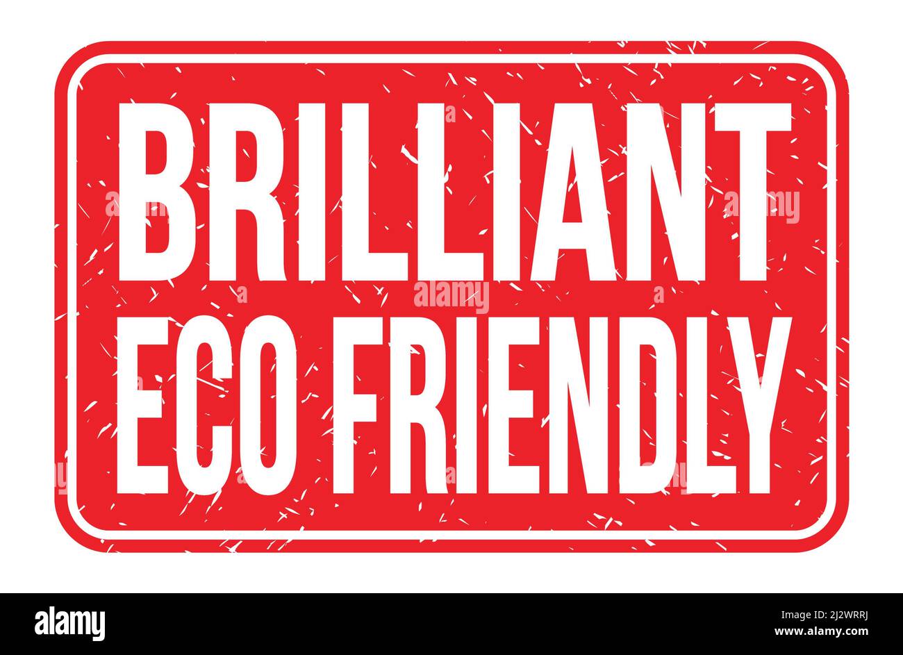 BRILLIANT ECO FRIENDLY, words written on red rectangle stamp sign Stock ...