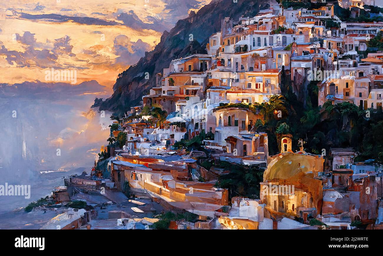 Panoramas of Italy, Positano Stock Photo - Alamy