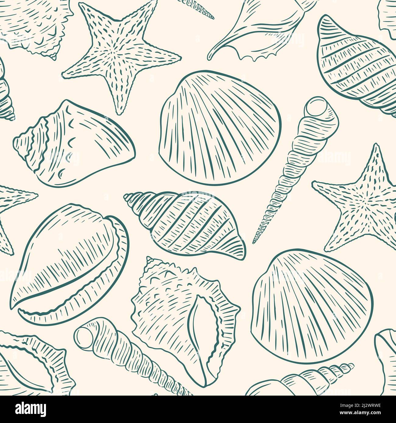 Seashells seamless pattern. Background with marine underwater ...