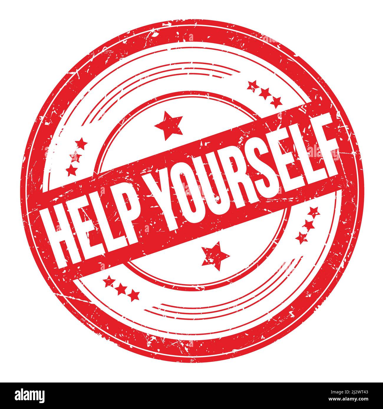 HELP YOURSELF text on red round grungy texture stamp Stock Photo - Alamy