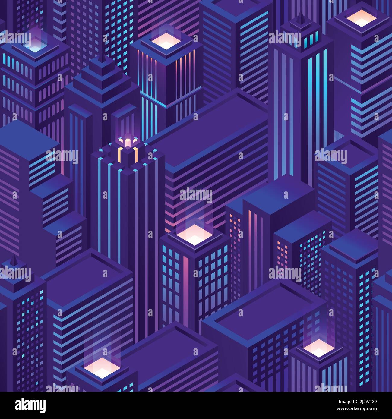 Seamless pattern of isometric city with skyscrapers and office ...