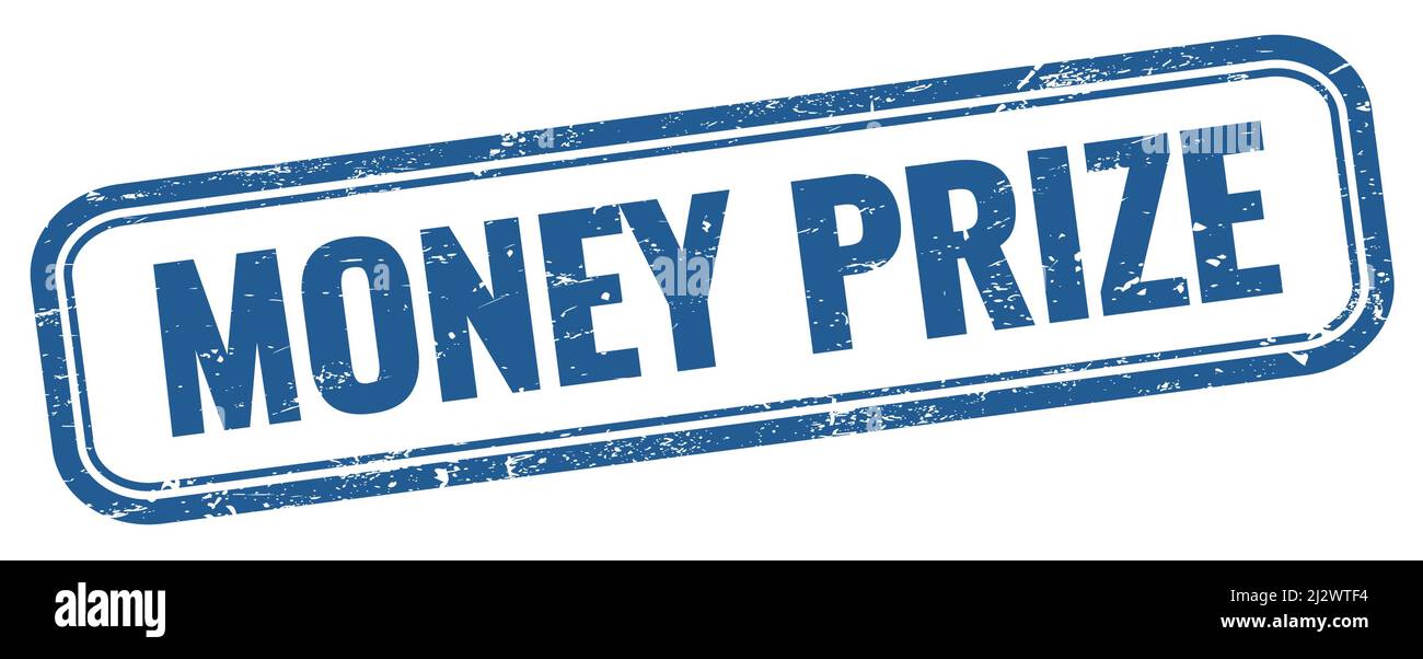 MONEY PRIZE text on blue grungy vintage rectangle stamp Stock Photo - Alamy