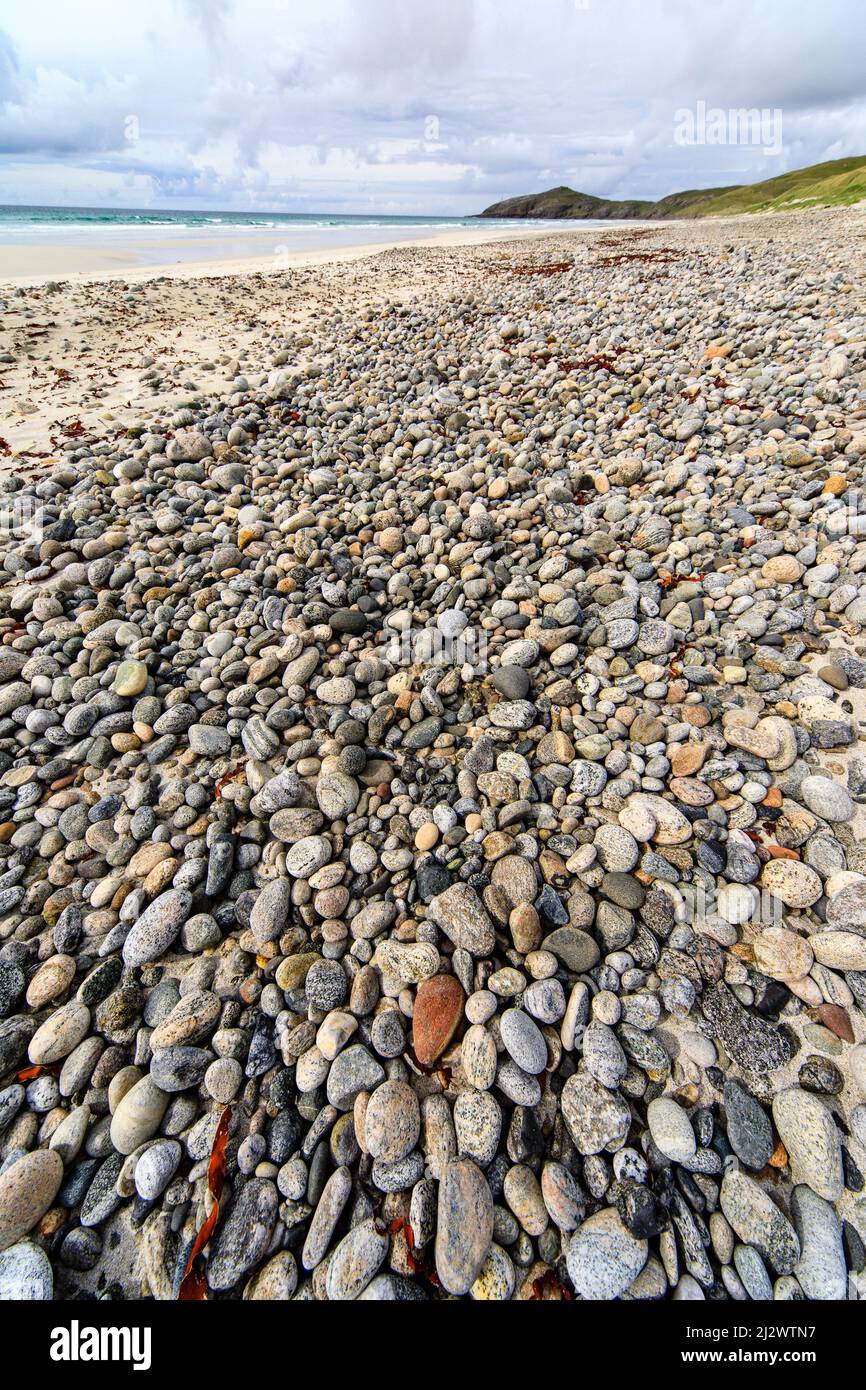 Colorful pebbles, beach, Barra Island, Outer Hebrides, Scotland UK ...