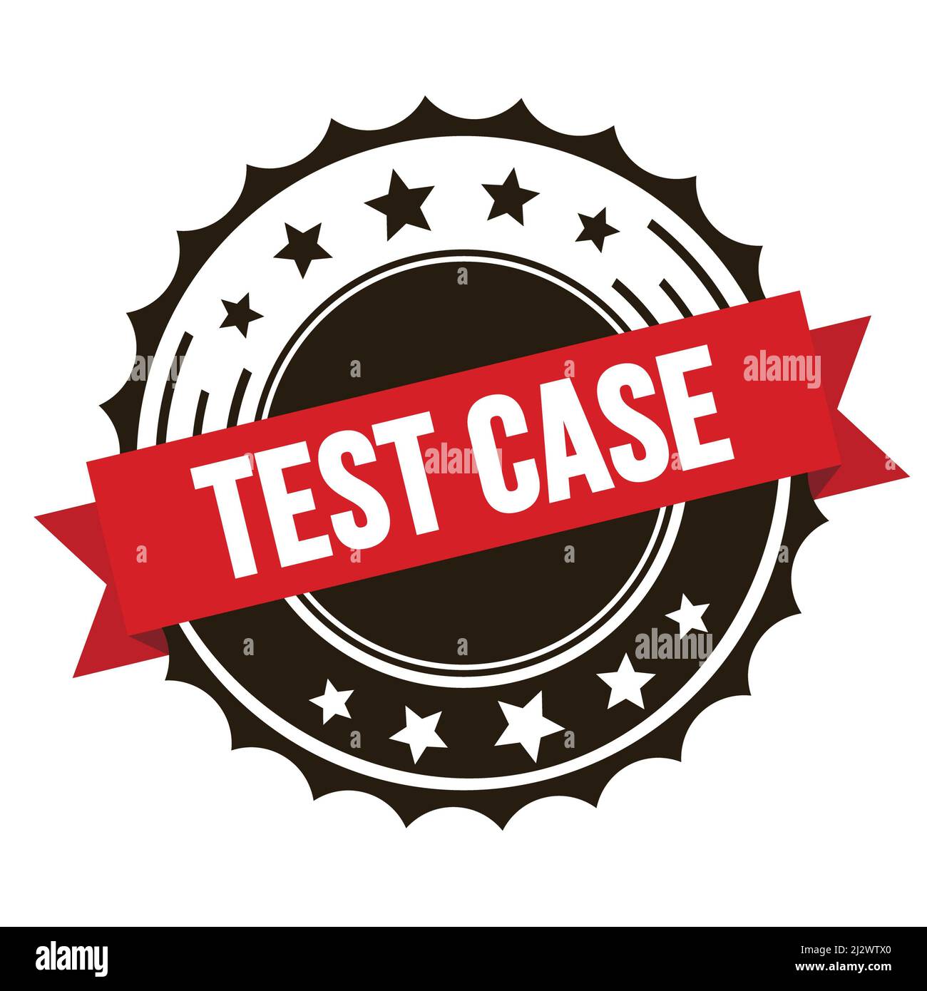 TEST CASE text on red brown ribbon badge stamp Stock Photo - Alamy